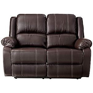 ACME FURNITURE Zuriel Brown Faux Leather Reclining Loveseat