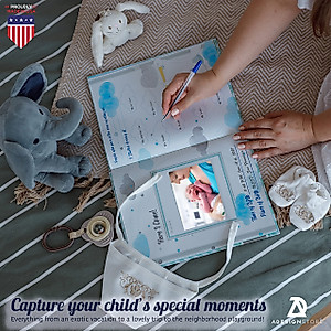 Baby Memory Book - Newborn Journal - Baby First Year Book Album - Baby Shower Book Gift - Baby Keepsake Milestone Memory Journal - First Year Newborn Baby Boy Girl Book