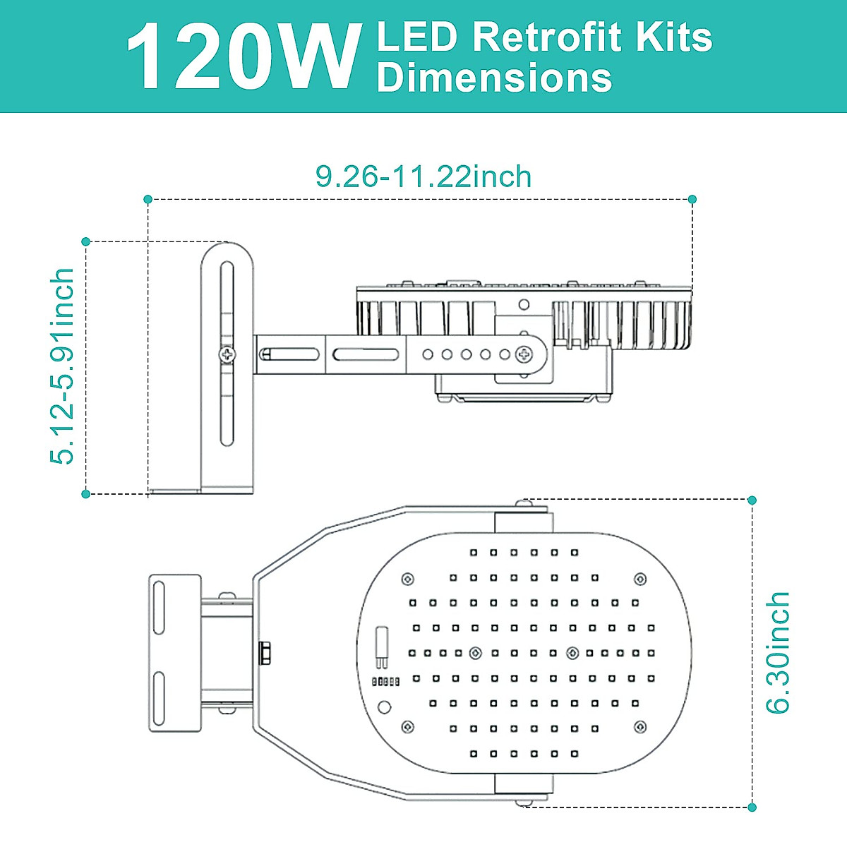 OSTEK 120W LED Shoebox Retrofit Kits, Replace 550W MH/HPS/HID Bulbs- 16,200LM 5000K E39 Mogul Base Retrofit Lights for Parking Lot Shoebox Light, Street Lighting, MEANWELL Driver, DLC&ETL Certified