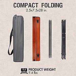 PORTAL Lightweight Aluminum Folding Square Table Roll Up Top 4 People Compact Table with Carry Bag for Camping, Picnic, Backyards, BBQ, Brown