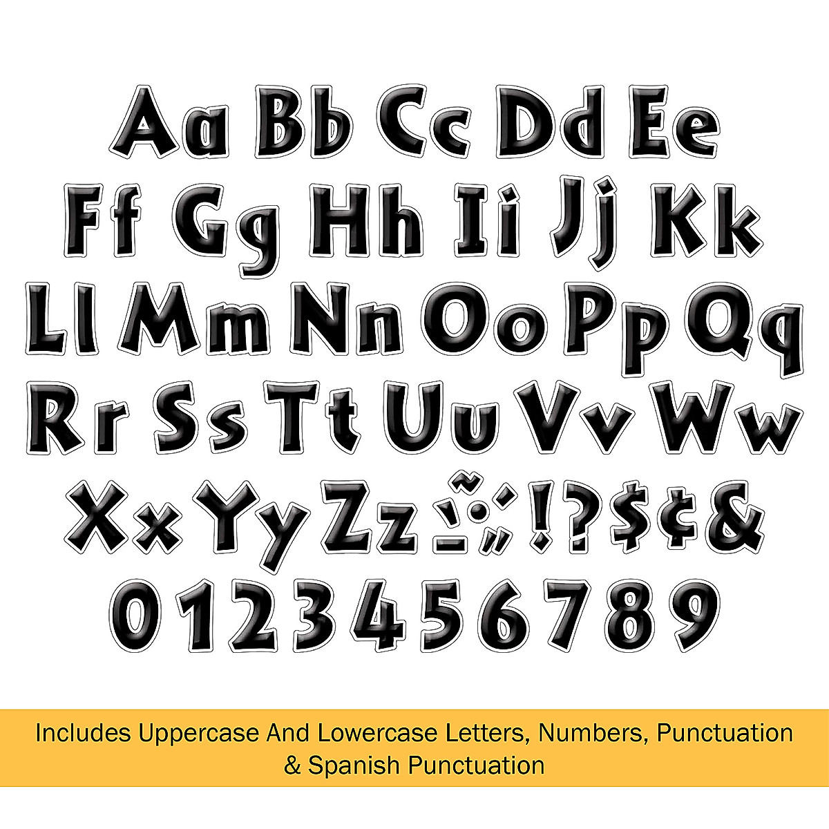 Barker Creek Letter Pop-Outs, 2" Black Tie Affair, Multicolor Designer Letters for Bulletin Boards, Breakrooms, Reception Areas, Signs, Displays, and More! 2", 676 Characters per Set (1905)