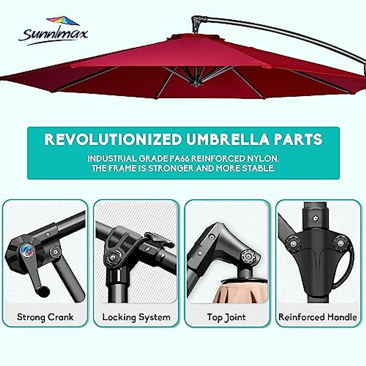 SUNNIMAX Patio Umbrella with base included, 10 FT outdoor offset umbrella for garden, w/UV Prection (GREY)
