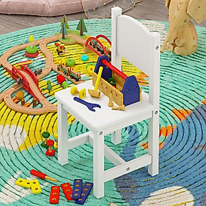 Timy Toddler Wooden Chair Pair, Kids Furniture for Eating, Reading, Playing 2 Pack (White)