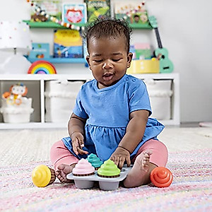 Bright Starts Sweet Cupcakes Shape Sorter Toy for Infants​ 3 Months and up, Multicolor