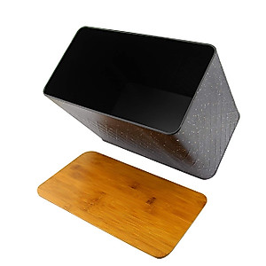 HausRoland Bread Box for Kitchen Counter Stainless Steel Bread Bin Storage Container For Loaves Pastries Dry Food (Black, GS-03052-A405)