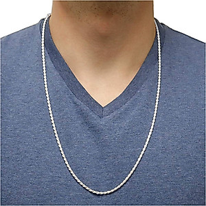 Verona Jewelers Sterling Silver Diamond-Cut Rope Chain Necklace 2MM, 2.5MM, 3MM- 925 Braided Twist Italian Necklace (18, 3MM)