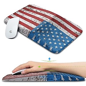 KUOSGM Large Ergonomic Mouse Pad Wrist Support, Carpal Tunnel Pain Relief Mousepad Wrist Rest, Wrist Pad for Mouse with Gel Memory Foam for Computer & Wireless Mouse(USA Flag, 13x8 inch)