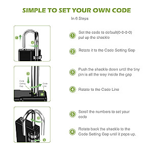 KeeKit Combination Padlock, 4 Digit Combination Lock, Resettable Waterproof Gate Lock for Locker, Gym, Fence, Case, School & Employee Locker, Toolbox – 2 Pack, Black