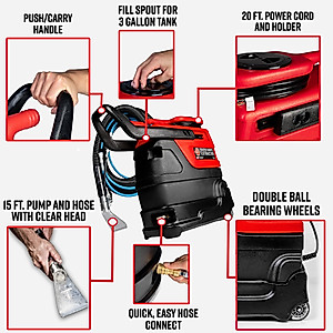 Adam's Polishes Heated Carpet Extractor - Powerful 200 Degree Spot and Upholstery Cleaner, Clear Head Hand Tool, 15 Foot Hose, Easy Dirt and Spot Removal for Vehicles