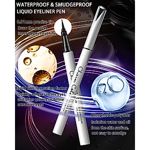 Lysdefeu Black Matte Liquid Eyeliner Pencil, Waterproof, Pigmented, Smudge-proof, Long Lasting, 24H Colors, Ideal for All Eye Shapes for Women