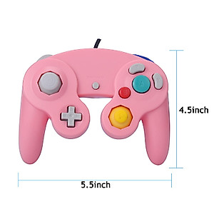 ONE250 2 Pack Classic Shock Joypad Wired Controller, Compatible with Wii NGC Gamecube Game Cube (Pink & Yellow)