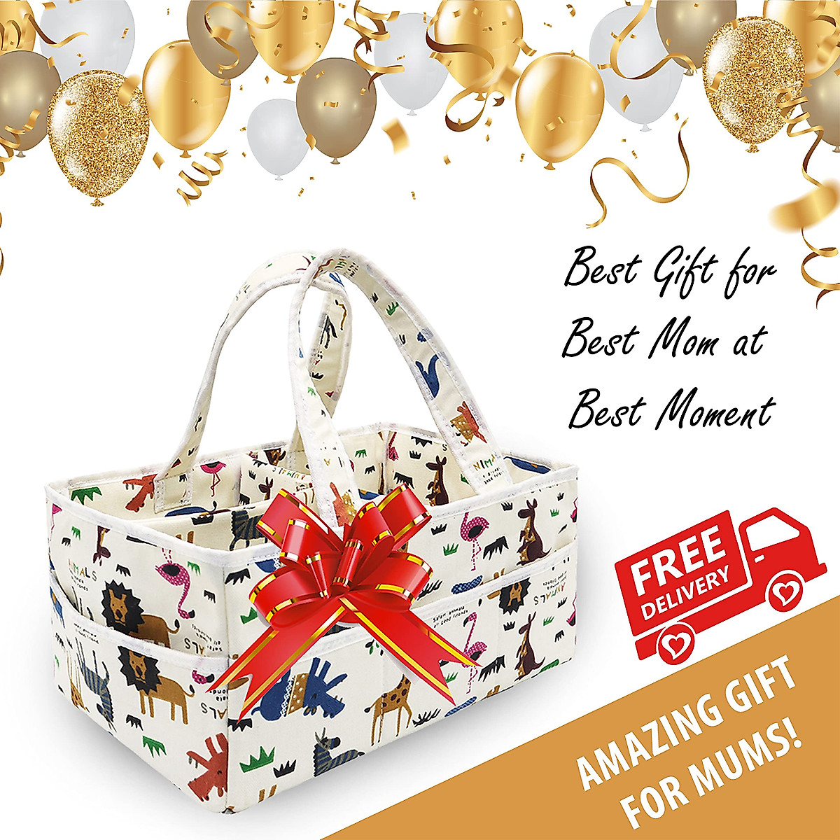 BILLIONBOXES Diaper Caddy - White, Functional, Baby Products Organizer, Unisex, Rectangular, Plastic, Free Standing, 1 Count