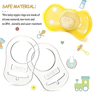 Patelai 15 Pieces Soft Silicone Baby Pacifier Clips Holders Silicone Adapter Rings Holder Baby Nipple Rings Baby Dummy Pacifier Holder for Baby Pacifiers(Transparent)