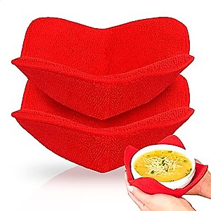 Small Microwave Bowl Huggers - Polyester Bowl Holders For Hot Food Hot Plate Holder Microwave Bowl Cozy Huggers - Heat Resistant Plate Hot Pads Microwave Hand Warmers Reusable Kitchen Gadget liberhaus