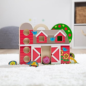 Melissa & Doug GO Tots Wooden Barnyard Tumble with 4 Disks - FSC Certified