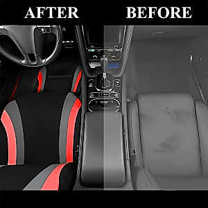AUCELI Car Seat Covers Full Set, Breathable Front and Rear Seat Covers with 2mm Composite Sponge Inside, Premium Cloth Automotive Seat Cushion Protectors Covers for Most Cars