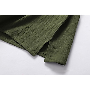 mogenda Men’s Renaissance Costume Beach Shirts Short Sleeve Lace-up Viking Pirate T-Shirts V Neck Hippie Yoga Tops(L,Army)