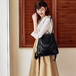 BROMEN Backpack Purse Leathe Backpack for Women Anti-theft Bookbag Purse Fashion Shoulder Handbag Backpack Women Black