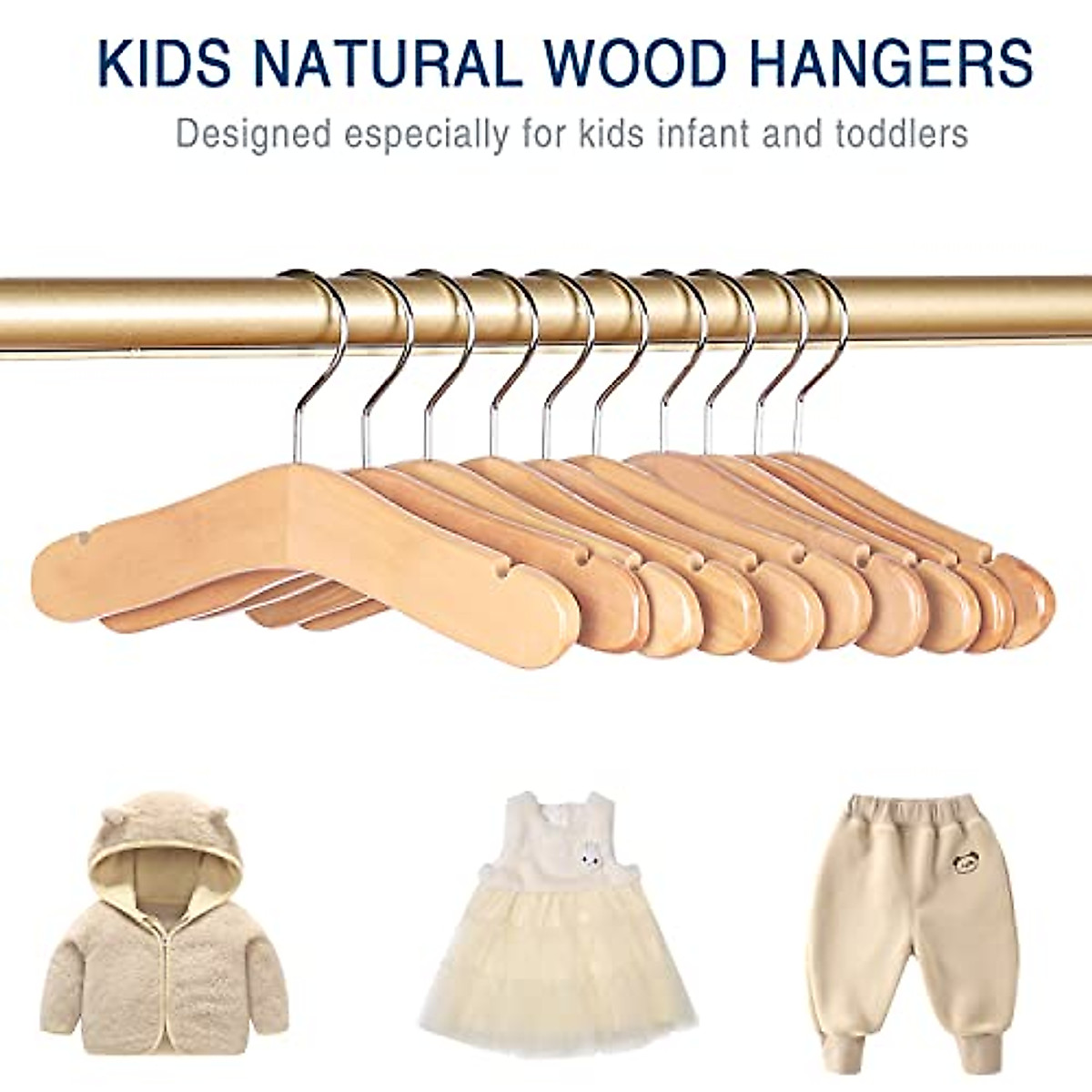 10pcs Children's Wooden Hangers Natural Wooden Kids Hanger Coat Clothes Toddler Hangers for Baby Clothes Closet，Pet Hangers（9.4 inches）