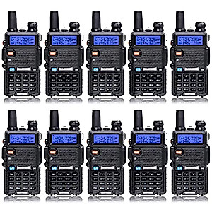 Baofeng UV-5R Dual Band Two Way Radio Pack of 10 (Black)