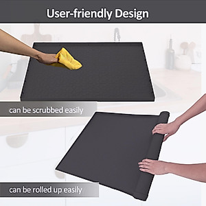 Under Sink Mats for Kitchen Waterproof, Under Sink Liner 34" x 22" for Kitchen fit 36" Cabinet, Sink Mats for Bottom of kitchen Sink for Drips Leaks, Under Kitchen Sink Mats and Protectors, Black