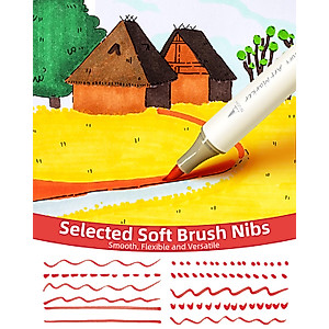 Simetufy 36 Colors Alcohol Markers Brush and Chisel Dual Tip, Coloring Alcohol Markers Set for Coloring Books Drawing Supplies, Basic Bright Colors