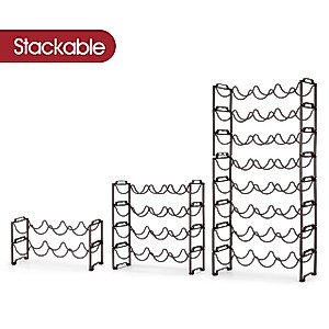 Simple Trending 4-Tier Stackable Wine Rack, Standing Bottles Holder Organizer, Wine Storage Shelf, Towel Rack for Kitchen Pantry Cabinet, Hold 16 Bottles, Bronze