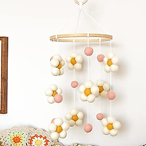 Daisy Mobile for Crib, Baby Crib Mobile for Girls, Baby Mobile for Bassinet, Nursery Felt Flower Mobiles