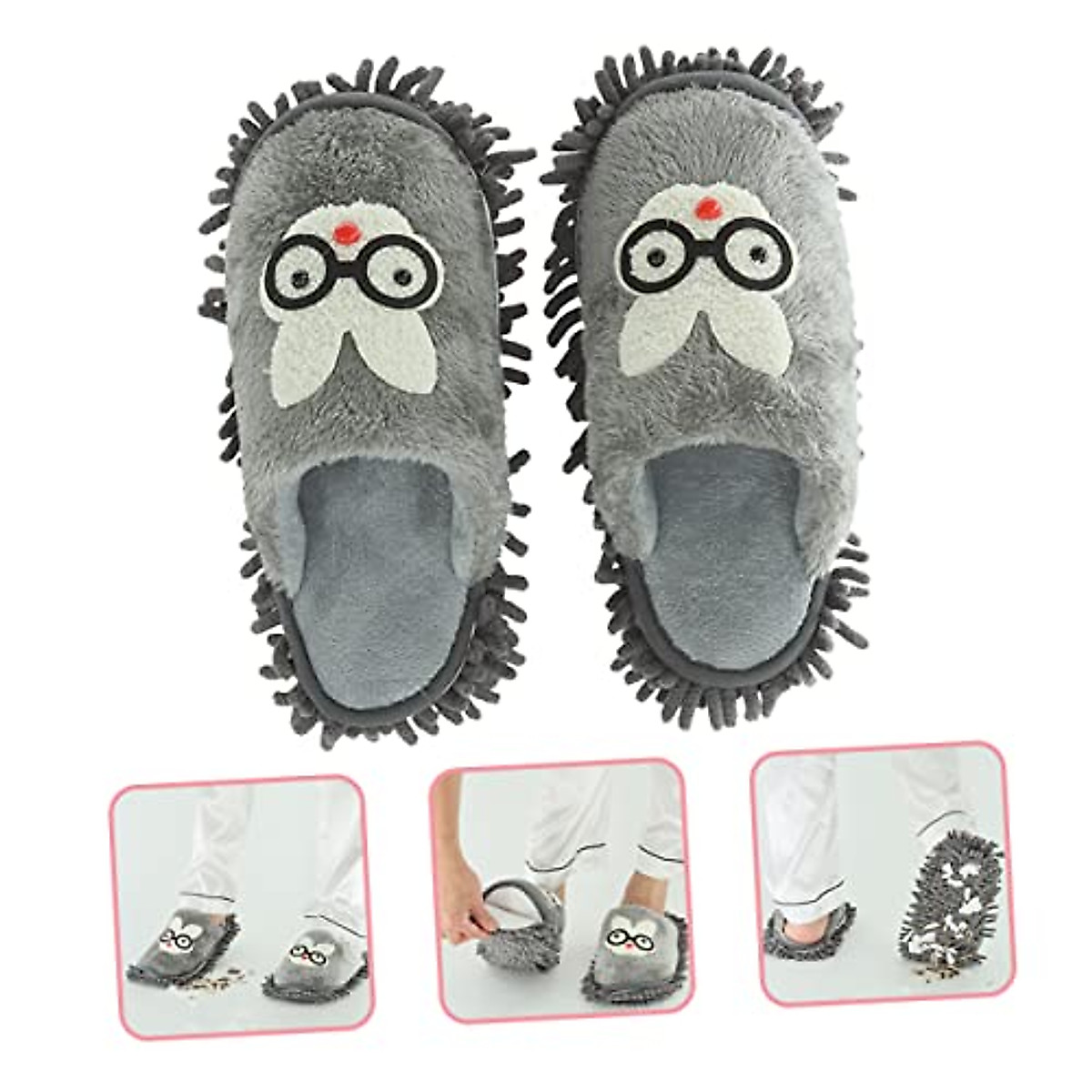 VILLCASE 1 Pair Mop Slippers Cute Slippers Microfiber Mops Cleaning Mops Floor Cleaner Microfiber Shoes Cover Cleaning Slipper Cartoon Mopping Slipper Cartoon Mop Slippers Winter Slipper