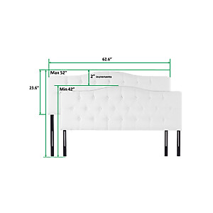 Cassandra Headboards for Queen Size Bed, Upholstered Button Tufted Bed Headboard, 12 Adjustable Positions Queen Headboard Only, Wall Mounted Headboard, Bed Backboard Linen Fabric Head Board, White
