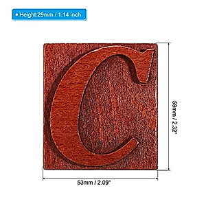PATIKIL Letter Stamps Wood Rubber Stamp, Character C Vintage Alphabet Stamps Set Wooden Stamp Stamper for Card Making DIY Crafting Scrapbooking, Brown