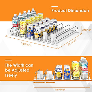 Minicloss Drink Organizer for Fridge,Fridge Organization,Soda Can Organizer,Spring Loaded Beverage Storage (6 Row, White)