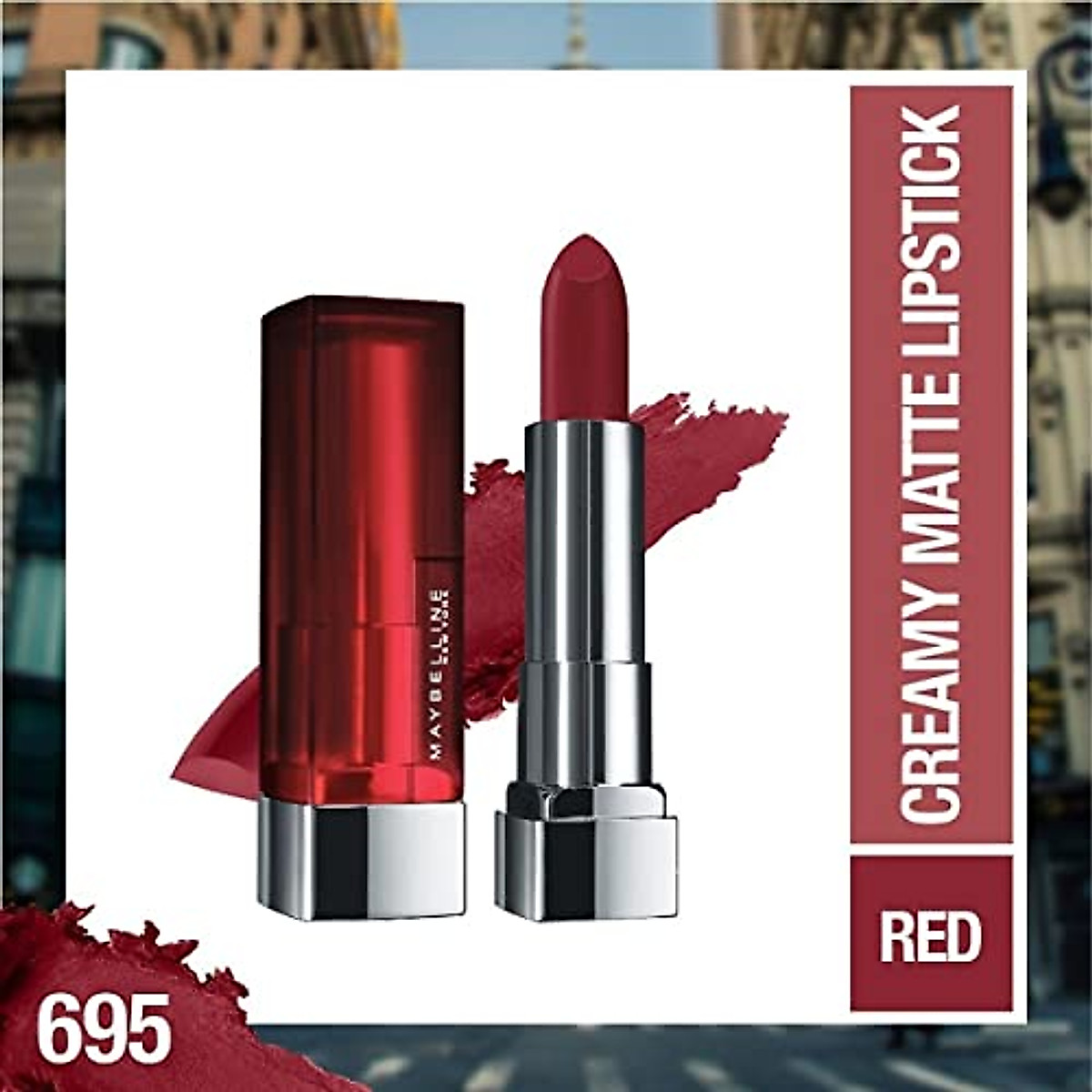 Maybelline Color Sensational Lipstick, Lip Makeup, Matte Finish, Hydrating Lipstick, Nude, Pink, Red, Plum Lip Color, Divine Wine, 1 Count