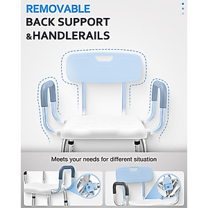 Sangohe Shower Chair for Inside Shower - Heavy Duty Shower Seat with Armrest and Back - Shower Chair for Elderly Adults - Shower Seats for Elderly - Shower Chair for Bathtub, 796B