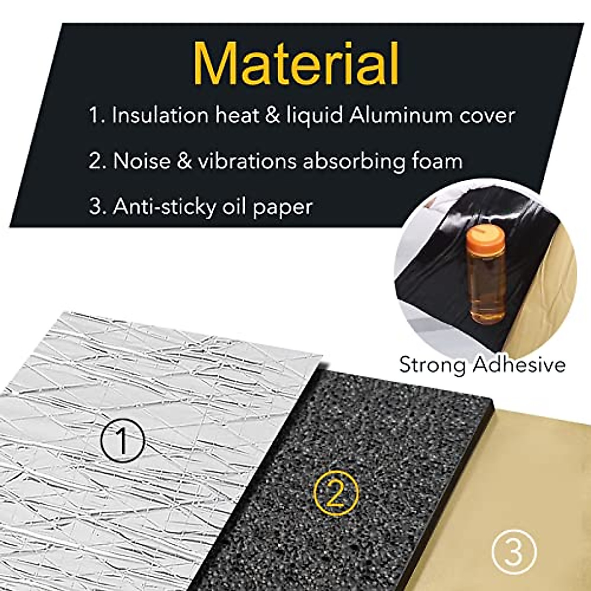 KOIKEY Sound Deadener for Car, Auto Sound Deadening Foam Materials Mat, Heat Insulation and Vibrations Dampening for Audio, Trunk, Floor, Hood, Engine Cover, 197 mil 37.1 sqft