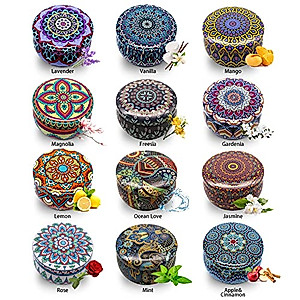 Henaler Candles Gifts for Women, 12 Pack 180H Long Lasting Scented Candles 2.5 oz Soy Wax Portable Travel & Home Tin Jar Candles with Essential Oils for Bath, Stress Relief, Yoga
