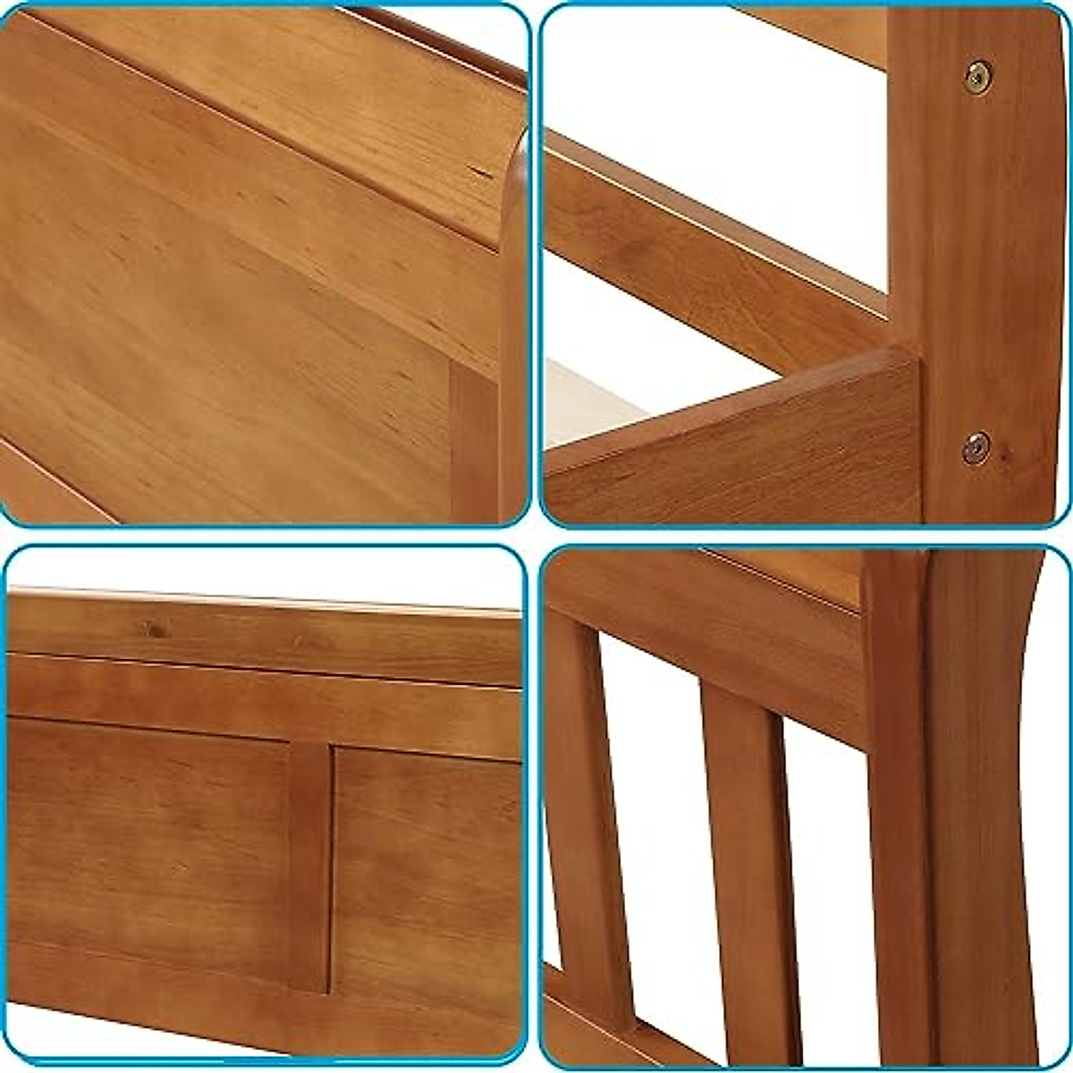 Full Size Wood Platform Bed Frame with Headboard and Footboard, Modern Classic Platform Bed with Wood Slats Support & Under Bed Storage for Bedroom Girls, No Box Springs Needed (Full, Oak)