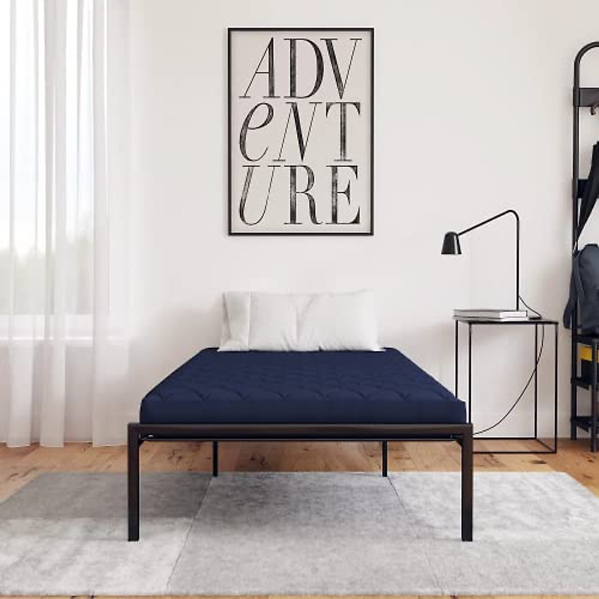 Value 6 Inch Thermobonded Polyester Filled Quilted Top Bunk Bed Mattress, Twin, Navy, HP 747 (Navy, Twin)