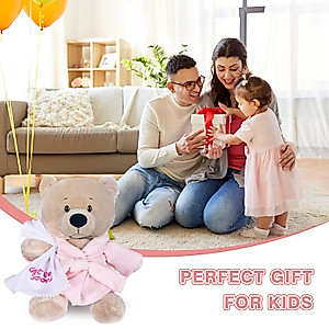 My OLi 9" Teddy Bears Cloth Bear Stuffed Animal Plush Toys Bear Dressed in Bathrobe with Soothing Towel “Get Well Soon” Sleeping Soft Toy Bedtime Gifts for Baby Kids Girls Boys，Pink