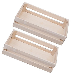 VOSAREA 2pcs Small Wooden Baskets Wooden Crates Display Decorative Nesting Crates Small Rustic Farmhouse Wood Decorative Storage Crates Kids Toy Box Containers