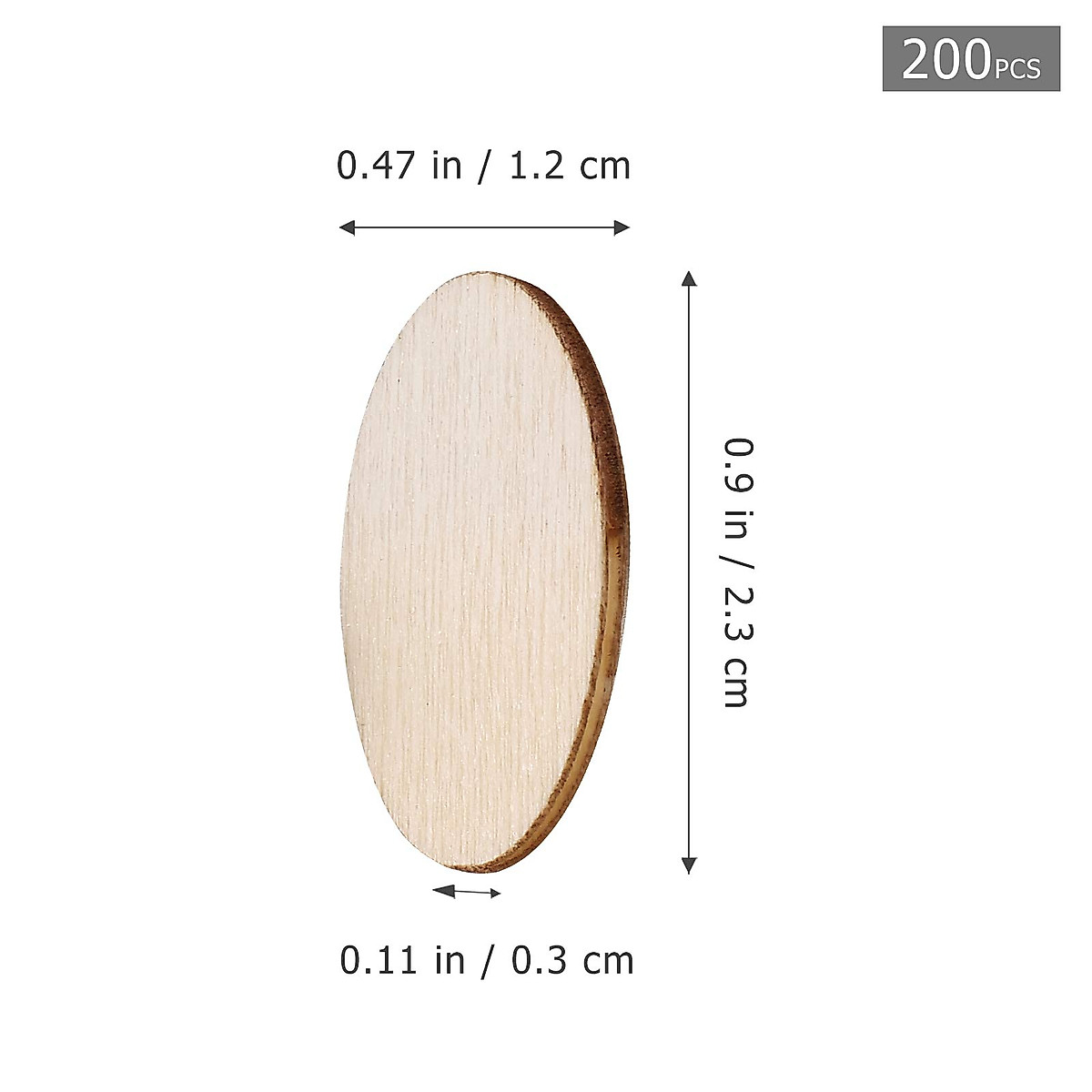 NUOBESTY 200pcs Unfinished Wood Oval Slices Natural Rustic Wooden Cutout Oval Wood Pieces Tag for DIY Craft Wedding Centerpiece Christmas