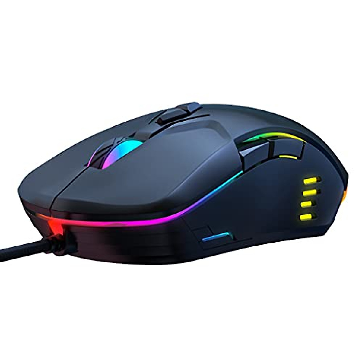 Lazy Pad,uvvy Wired Computer Mice Ergonomic Design Adjustable 6400dpi for Pc Office and Home Rgb Backlit 7 Keys Corded Computer Mouse