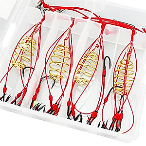 luckxuan Fishing Hooks 4 Pcs/Set Fishing Hook Bait Spring Hanging Tackle Stainless Steel Feeder Lure Olive Shape Fish Tools Accessories Fish Hook (Color : As Show, Model Number : 9#)