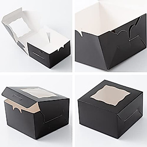 Bekoetoz 100Pcs Paper Cookie Boxes With Window Small Bakery Boxes 4x4x2.5 Inches Mini Cake Boxes For Pastries,Cupcakes,Desserts,Donuts,Chocolate Strawberries,Candy,Treat Boxes(4 * 4 * 2.5,Black)