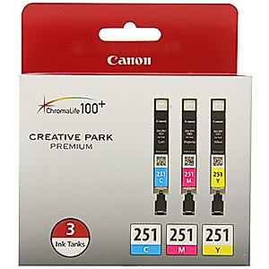 Canon CLI-251 3 Pack Cyan,Magenta,Yellow Ink, Compatible to MX922,MG7520,MG7120,MG6620,MG5620,iP8720,MG6420,MG6320 and MG5420 & CLI-251XL Black Ink Tank
