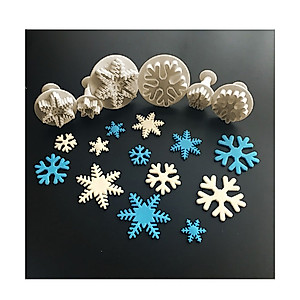 ilauke 6PCS Snowflake Cookie Cutters Decorating Fondant Embossing Tool Christmas Cookie Cutters Snowflake Plunger Cake Cutter