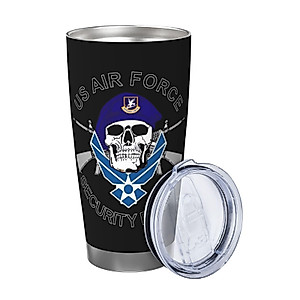 Biaomn Us Air Force Security Police Stainless Steel Tumbler Vacuum Insulated Travel Tumbler With Lid Coffee Mug Car Cup For Home Office Outdoor 20oz