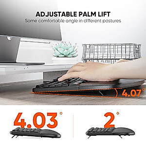 MEETION Ergonomic Wireless Keyboard and Mouse, Ergo Keyboard with Vertical Mouse, Split Arch Keyboard with Cushioned Wrist Palm Rest, Natural Typing Rechargeable Full Size, Windows/Mac/Computer/Laptop