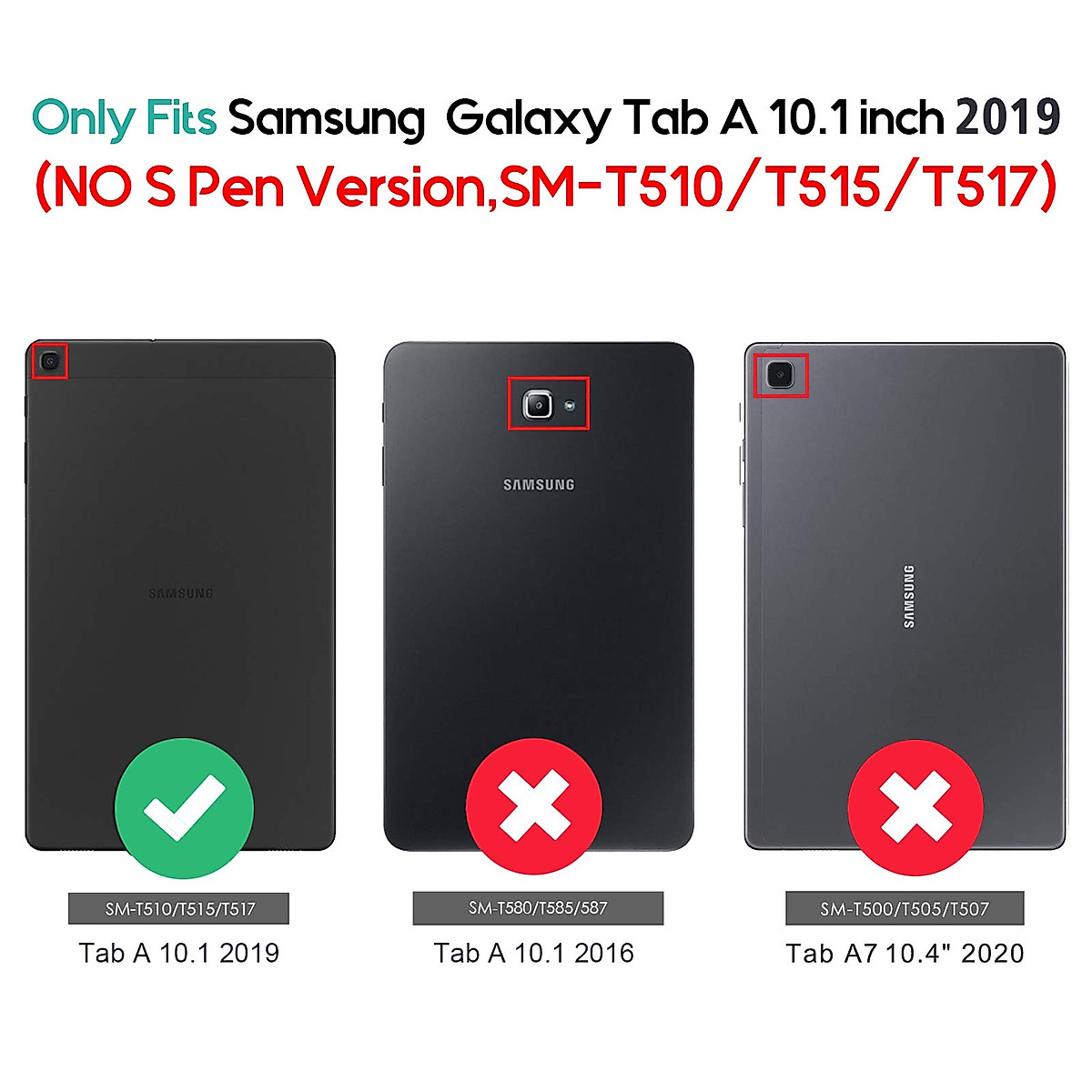 ProCase Slim Case for Galaxy Tab A 10.1 2019 Model T510 T515 T517, Lightweight Stand Case Shell Cover for 10.1 Inch Galaxy Tab A Tablet SM-T510 SM-T515 SM-T517 2019 Release -Navy