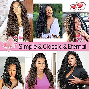 Karida Faux Locs Crochet Hair 18 Inch, 8 Packs Pre Looped Goddess Locs Crochet Hair, Wavy Crochet Faux Locs With Curly Ends, Boho Faux Locs Crochet Hair For Black Women (18 inch, T30#)